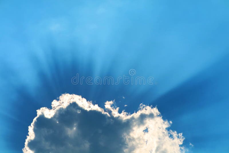 Sun Back on Blue Sky White Cloud and Sunlight Shiny Stock Photo - Image ...