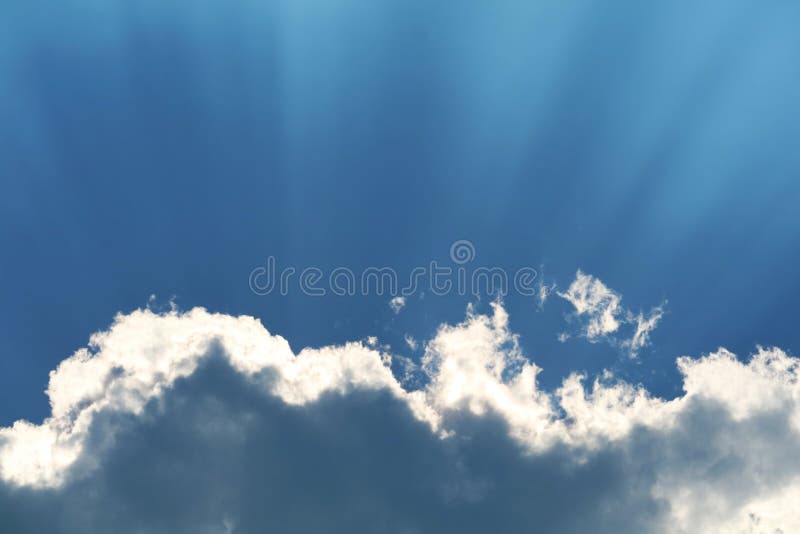 Sun Back on Blue Sky White Cloud and Sunlight Shiny Stock Image - Image ...
