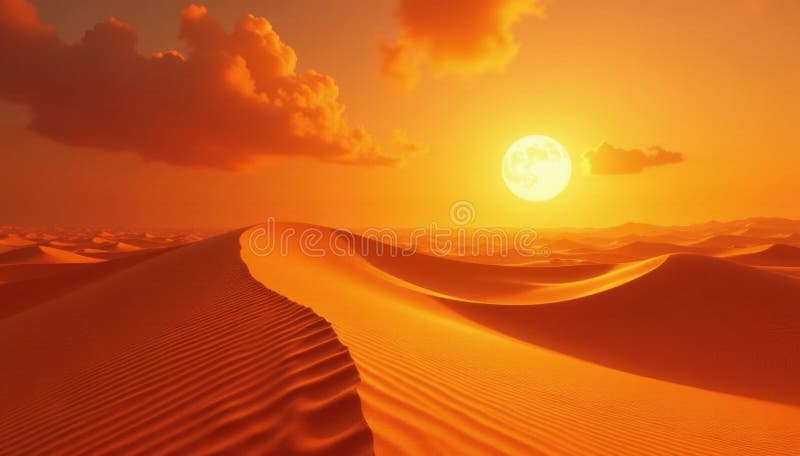 Sun Baked Dunes Stretch Endlessly Under a Blazing Sky, Soil, Natural ...