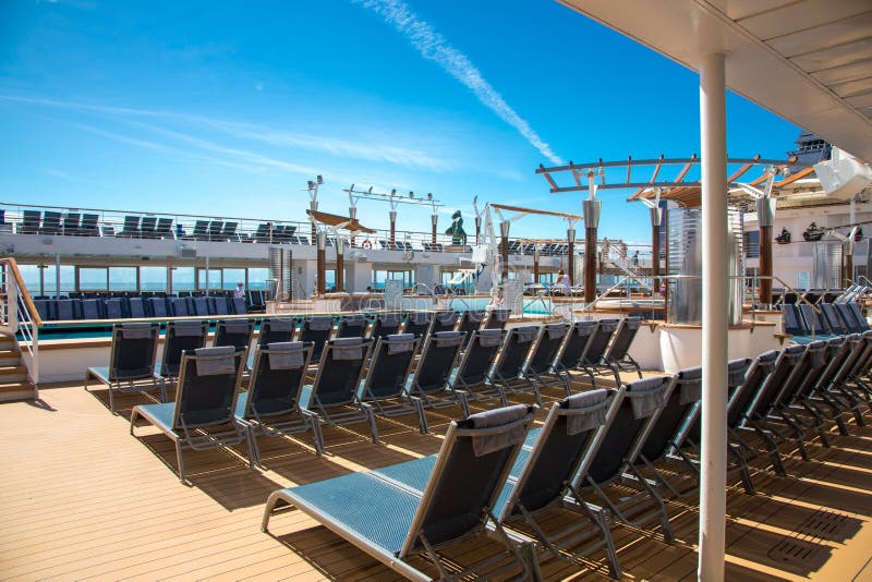 Sun Bath Area on a Cruise Ship Stock Photo - Image of swimming, area ...