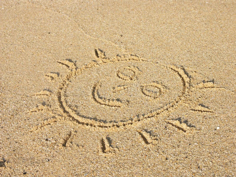 Smiley Sun on the Beach stock photo. Image of sand, positive - 31186602