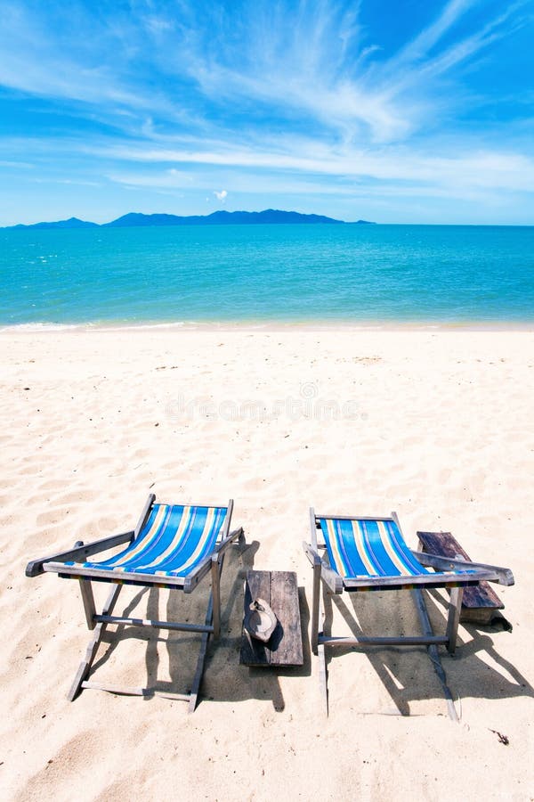 Sun Beach Chairs at the Beach Stock Photo - Image of caribbean, ocean ...