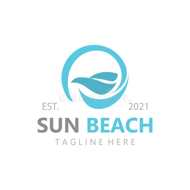 Sun and Beach Logo Template, Summer Island Nature Design Stock ...
