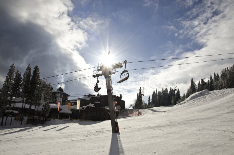 Ski Lift Pole with Support Rolls. Stock Photo - Image of winter, pole ...