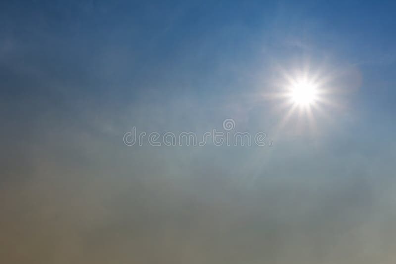 Sun and the Beam on the Blue Sky Background. Stock Image - Image of ...
