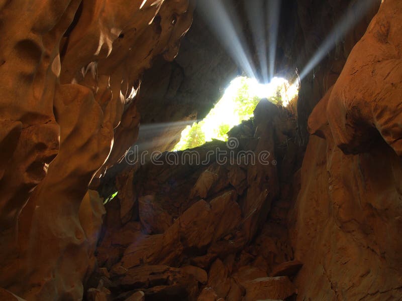 Sun beam in cave stock image. Image of rock, beam, opening - 142756561