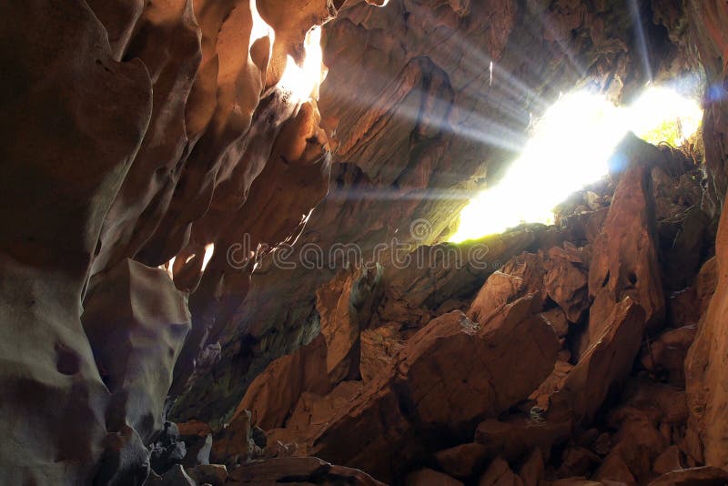 Sun beam in cave stock photo. Image of inside, landmark - 55322972