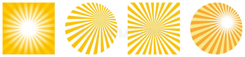 Sun Beam or Solar Vector Symbol in Round and Square Design on White ...
