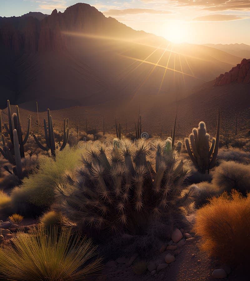 Sun Beaming through the Hills Stock Illustration - Illustration of ...