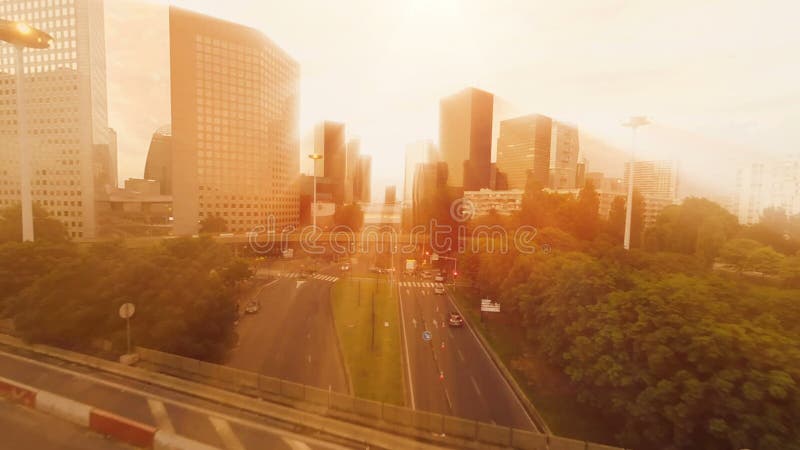 Sun Beaming Light Over Cityscape Stock Footage - Video of finance ...