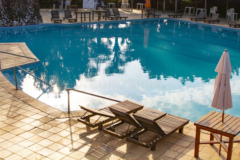 Sun Bed Near the Pool in the Resort, Brazil Stock Photo - Image of ...