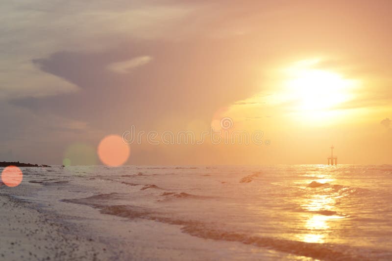 The Sun Began To Rise from the Sea in the Morning. Stock Image - Image ...