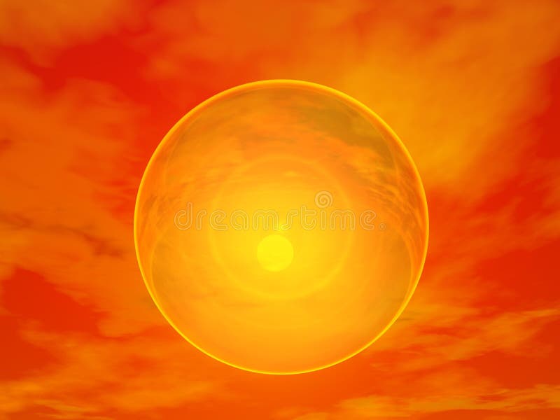 Sun Behind Bubble - 3D Render Stock Illustration - Illustration of ...