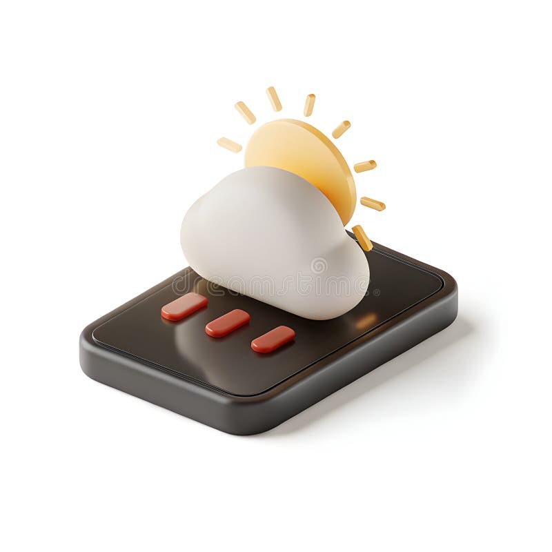 Sun Behind Cloud with Weather Indicators Forecast Technology Stock ...