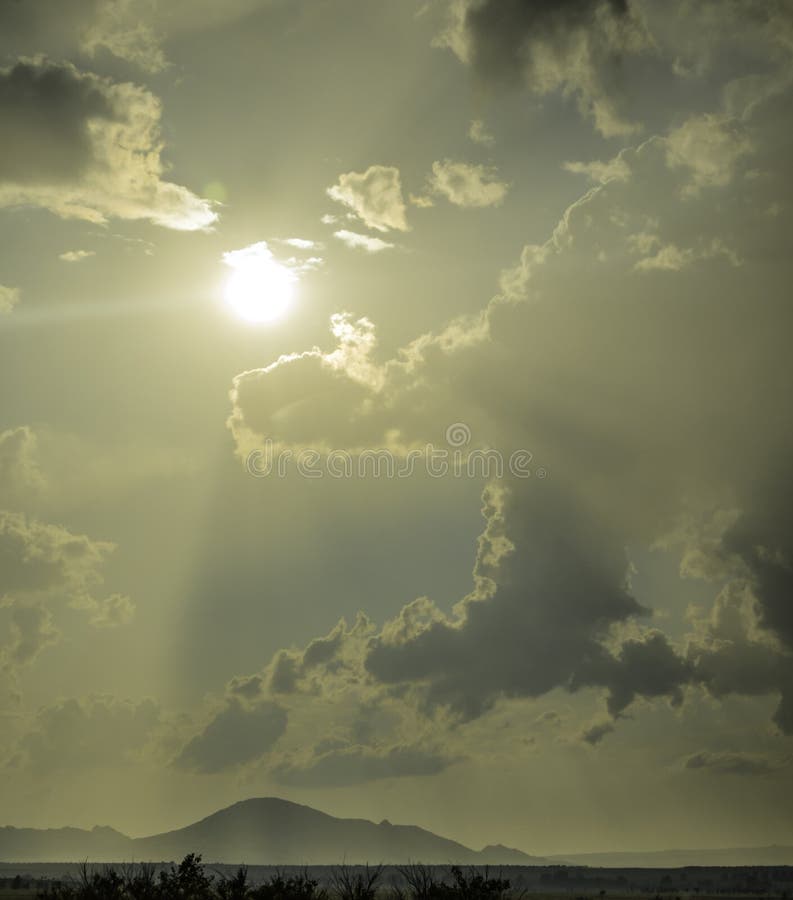 The Sun Behind the Clouds Painted the Sky in Beige Colors Over the ...