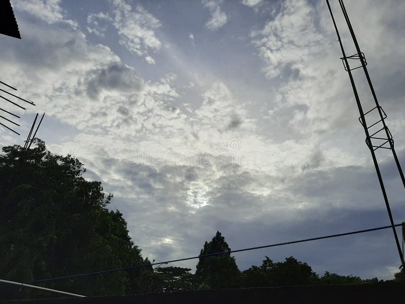 Sun Behind the Clouds, Very Clear and Beautiful. Stock Image - Image of ...