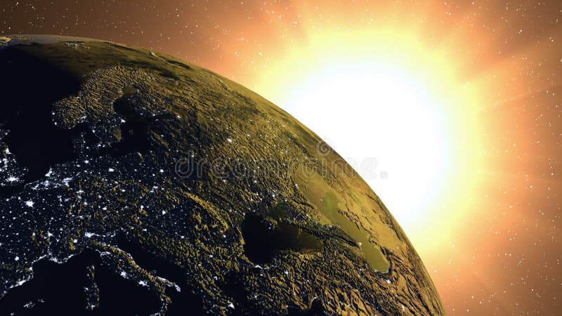 Sun behind earth stock illustration. Illustration of body - 81630894
