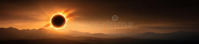 Sun Behind the Moon Creating a Stunning Eclipse Over Mountain Landscape ...