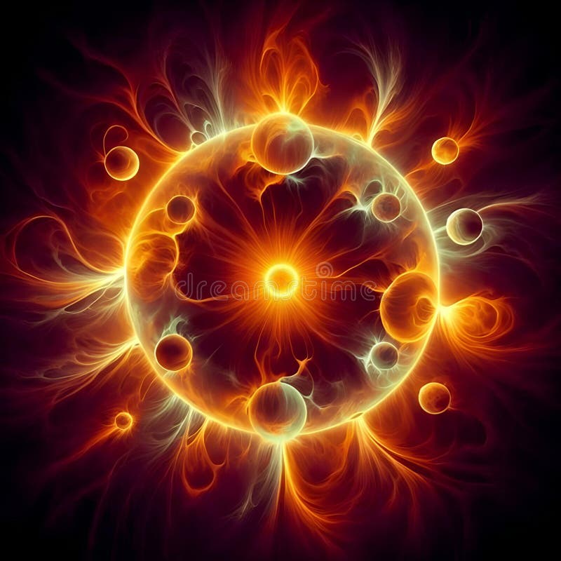 The Sun Being Orbited by Celestial Bodies Stock Illustration ...