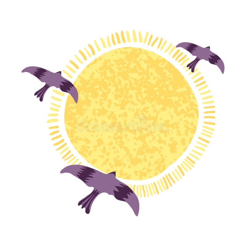 Sun and Birds Illustration stock vector. Illustration of graphic ...