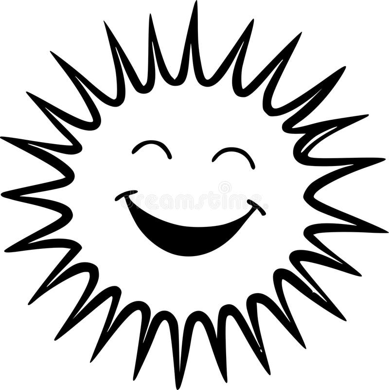 Sun - Black and White Vector Illustration Stock Vector - Illustration ...