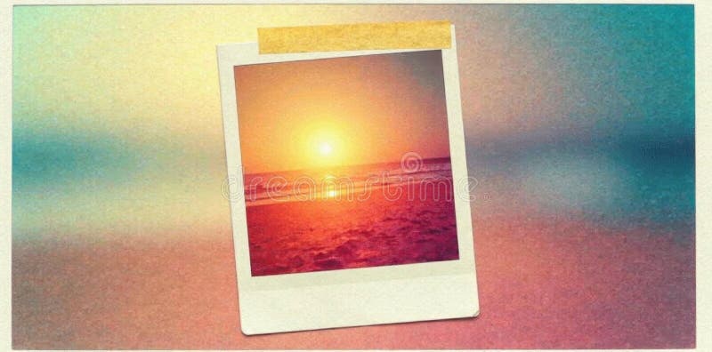 Sun Bleached Polaroid, Secured with Masking Tape, Collage, Antique, Worn Stock Illustration ...