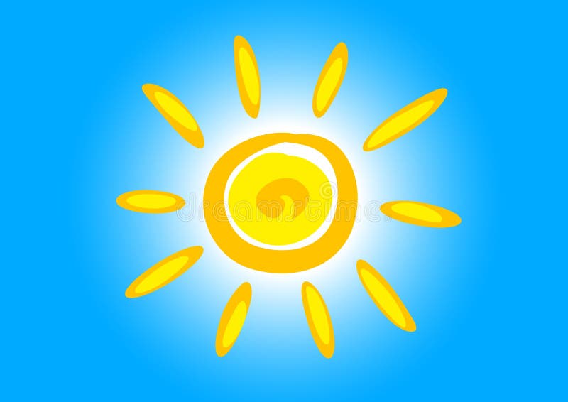 Sun on blue background stock vector. Illustration of beam - 28647693