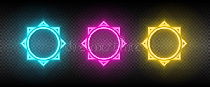 Sun Blue, Pink and Yellow Neon Vector Icon Set Stock Vector ...