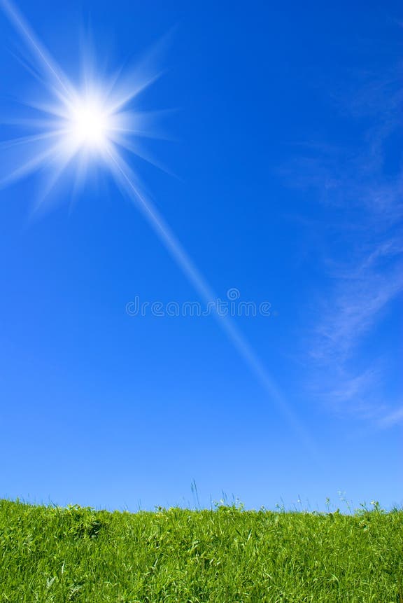 Sun in blue sky stock image. Image of park, nature, field - 9890283