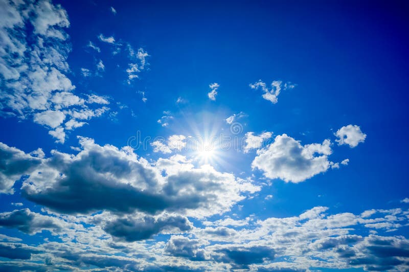 Sun in the blue sky stock photo. Image of sunlight, beautiful - 56297078