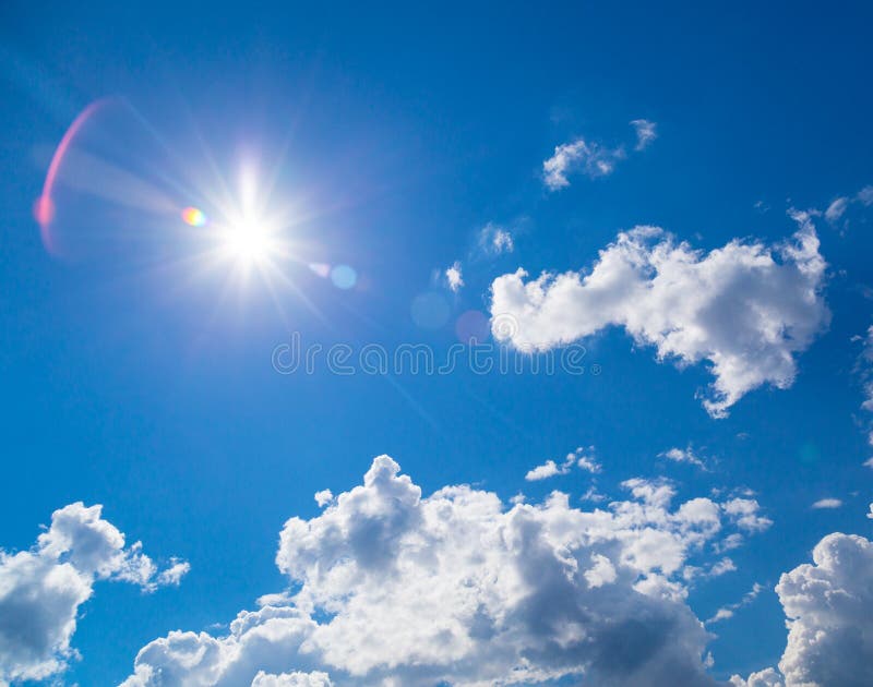 Sun in Blue Sky with Light Clouds Stock Image - Image of blue, freedom ...