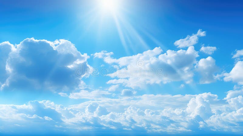 Sun blue sky light clouds stock illustration. Illustration of serene ...