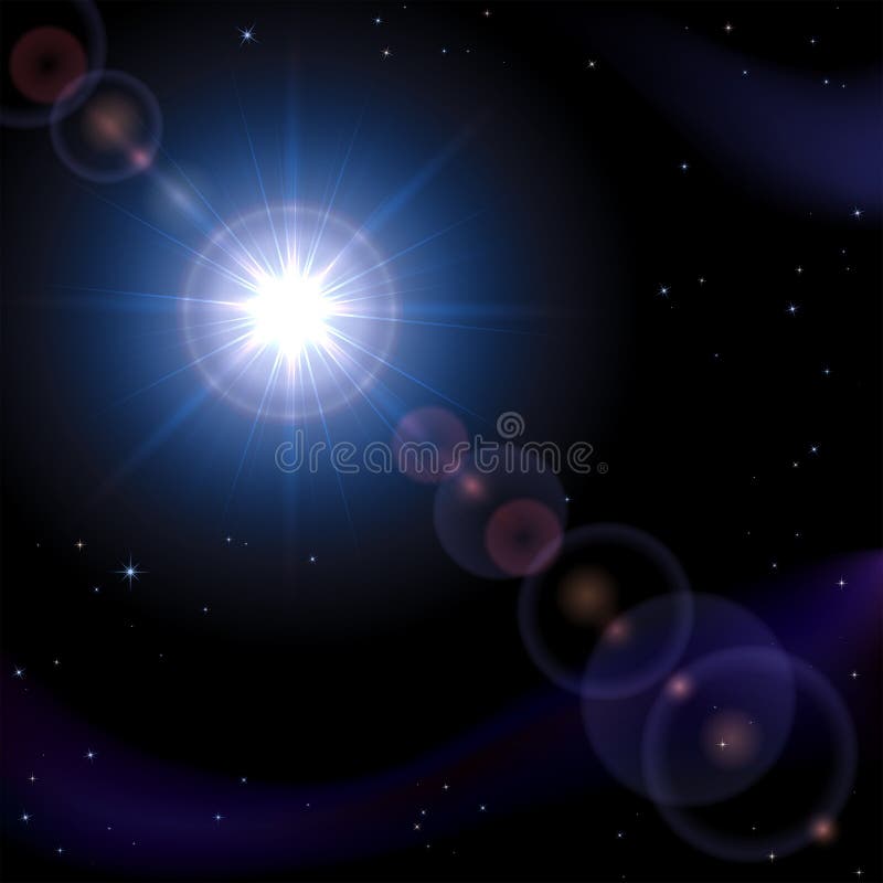 Sun in blue space stock vector. Illustration of constellation - 40648453