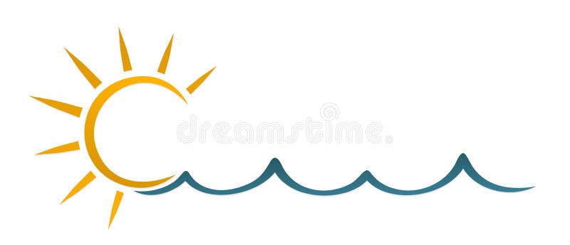 Sun and Sea Symbol. stock vector. Illustration of wave - 221461781