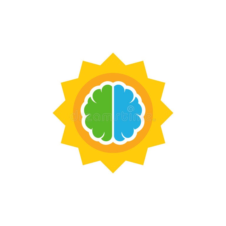 Sun Brain Logo Icon Design stock illustration. Illustration of bright ...