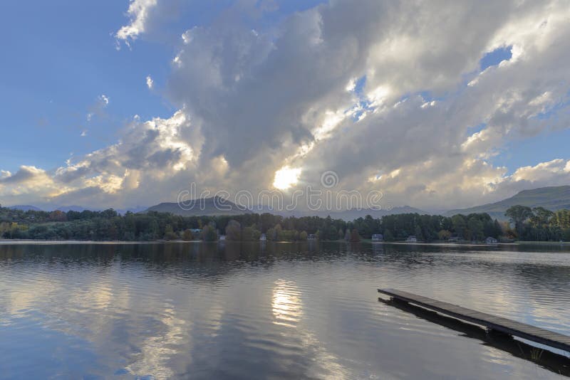 Sun Break through Clouds before Sunset Stock Photo - Image of clouds ...