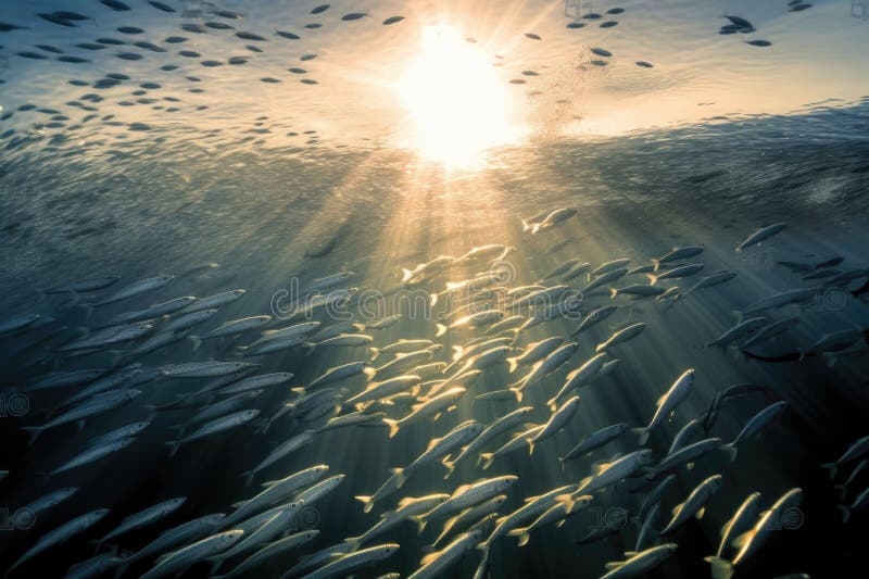 The Sun Breaking through the Surface of the Water, Illuminating a ...