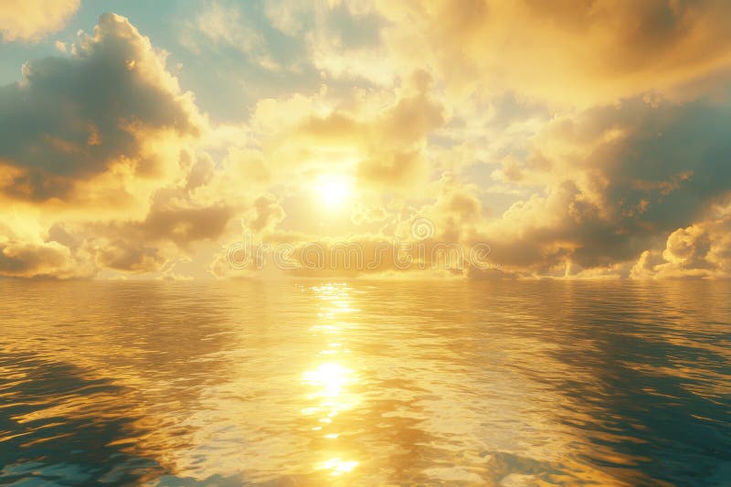 The Sun Breaks through the Clouds Over the Water, Crafting a Stunning ...