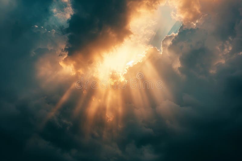 The Sun Breaks through Storm Clouds in the Sky, Symbolizing Hope and ...
