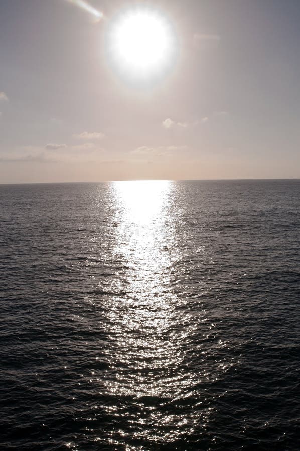 The Sun Brightly Shining with it`s Reflection Over the Pacific Ocean ...