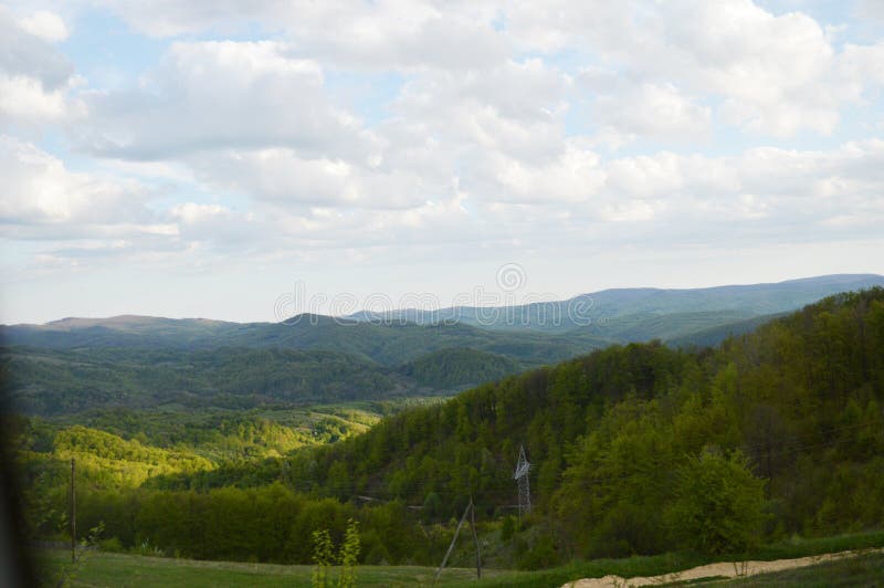 Sun Broke through the Clouds on the Mountain Stock Photo - Image of ...