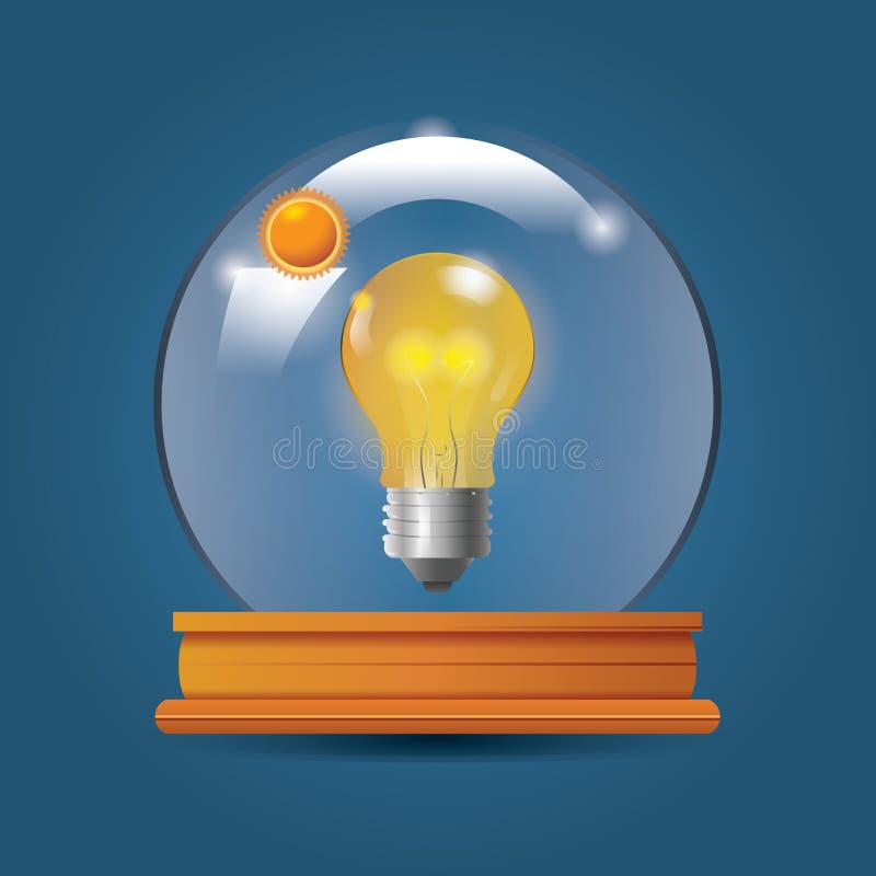 Sun and Bulb in Crystal Ball. Vector Illustration Decorative Design ...