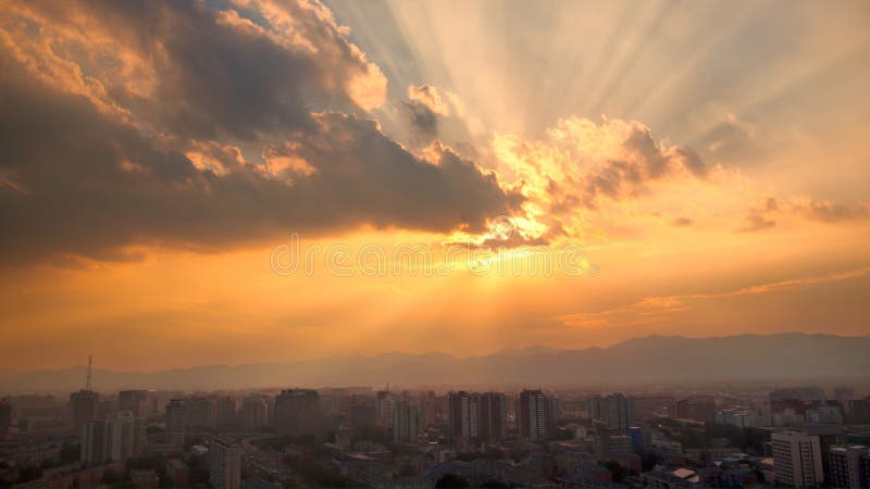Sun burst, Beijing city stock image. Image of evening - 54065975