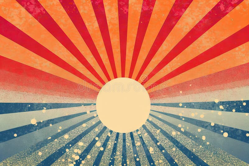 Sun Burst in Retro Style with Grungy Dots. Vintage Sun Rays Background ...