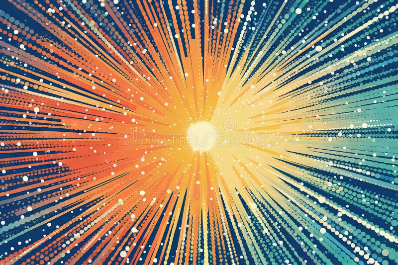 Sun Burst in Retro Style with Grungy Dots. Vintage Sun Rays Background ...