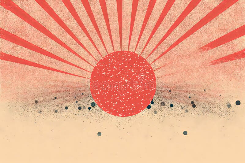 Sun Burst in Retro Style with Grungy Dots. Vintage Sun Rays Background ...