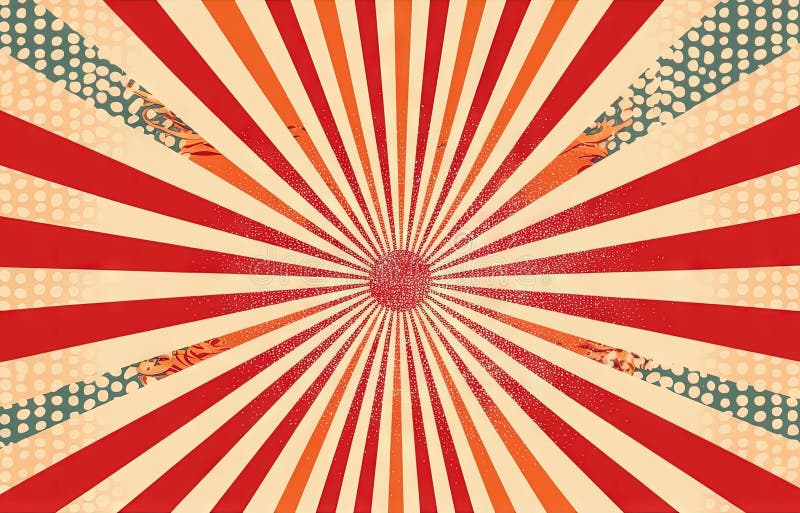Sun Burst in Retro Style with Grungy Dots. Vintage Sun Rays Background ...