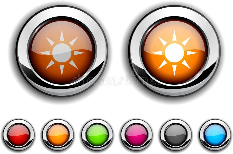 Sun button. stock vector. Illustration of shiny, green - 14833591