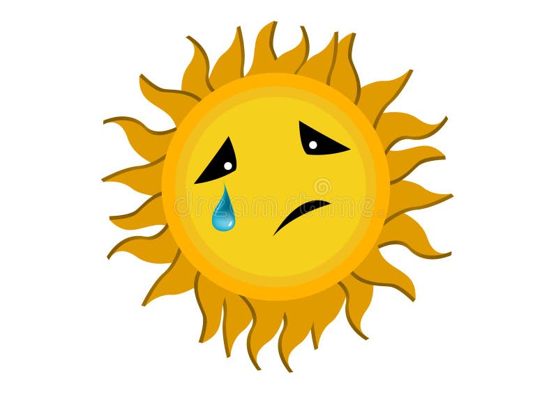 Crying Sun Cartoon Character Stock Vector - Illustration of expression ...