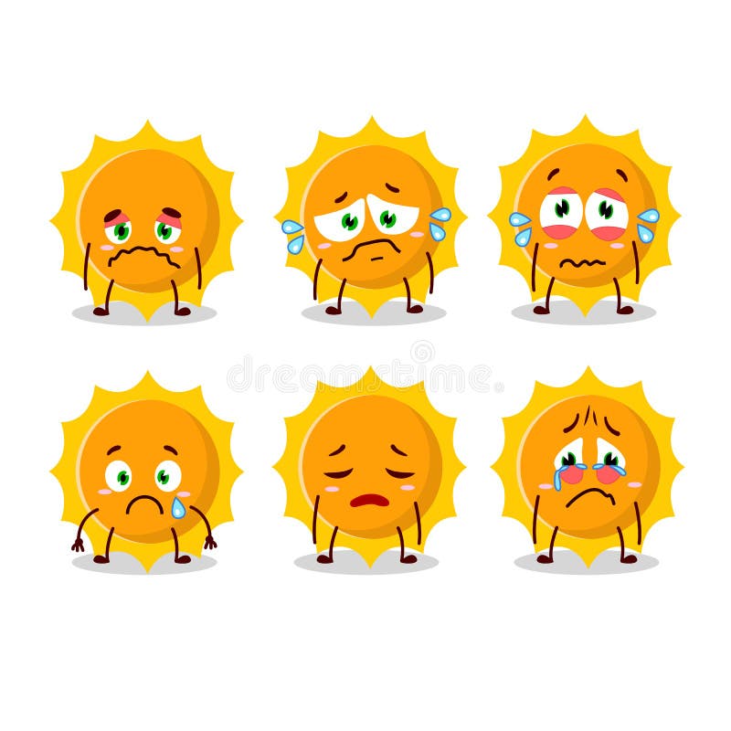Sun Cartoon in Character with Sad Expression Stock Vector ...